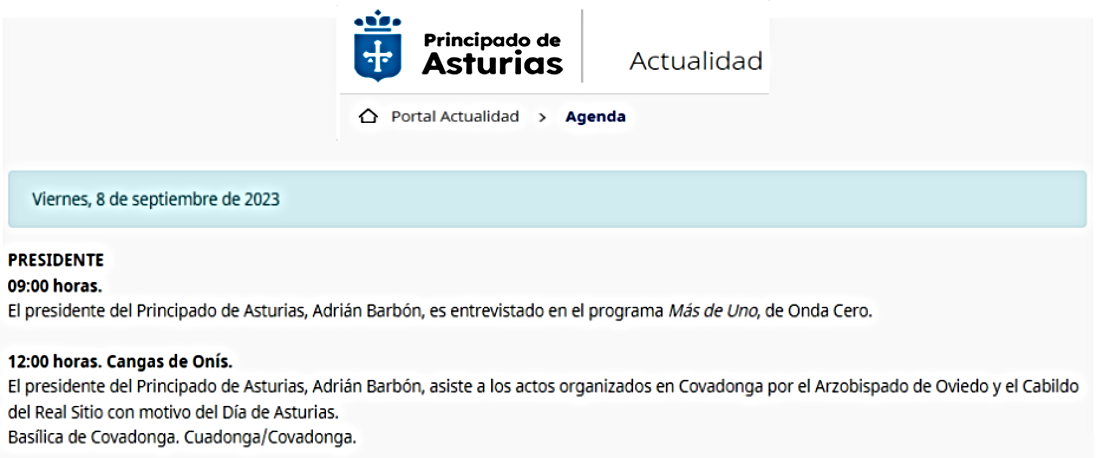 Agenda del presidente Adrián Barbón en el Día de Asturias | Asturias Laica